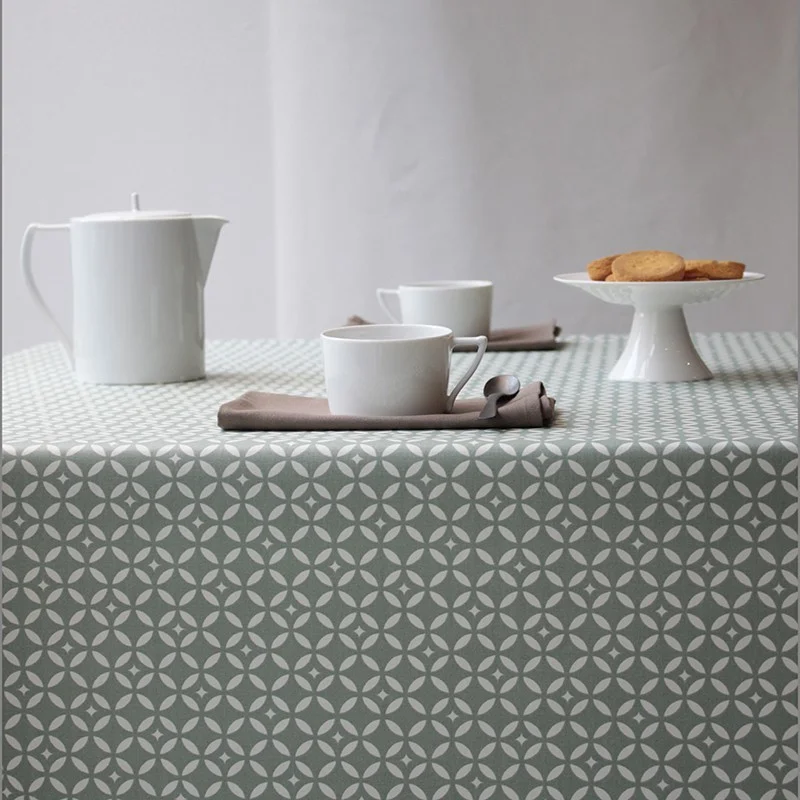 Wipe clean tablecloth Round or oval Mosaic green